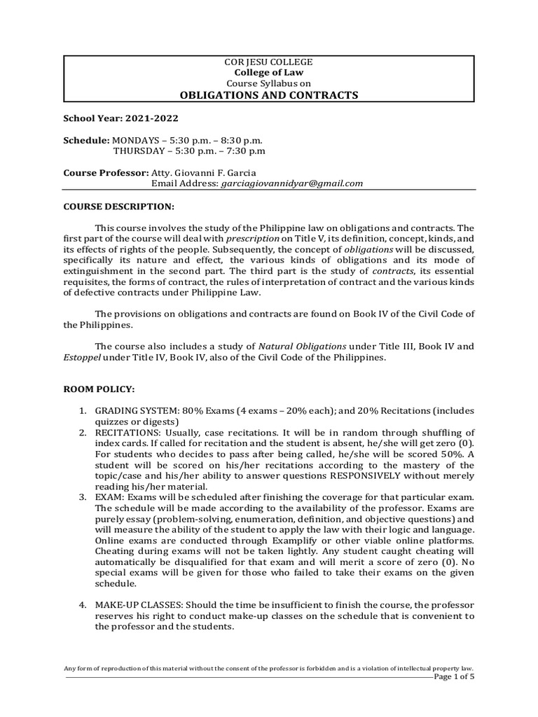 Oblicon Syllabus 2024 PART I | Download Free PDF | Justice | Crime & Violence