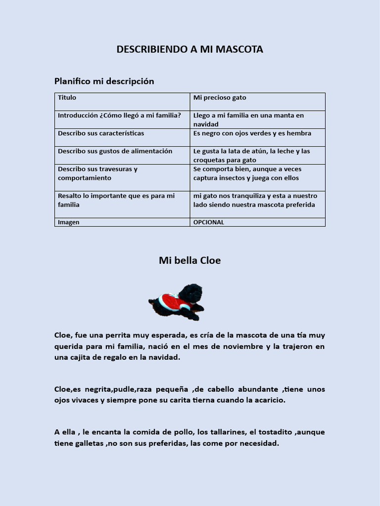 Descripción de mi gato Cloe | PDF | Gatos