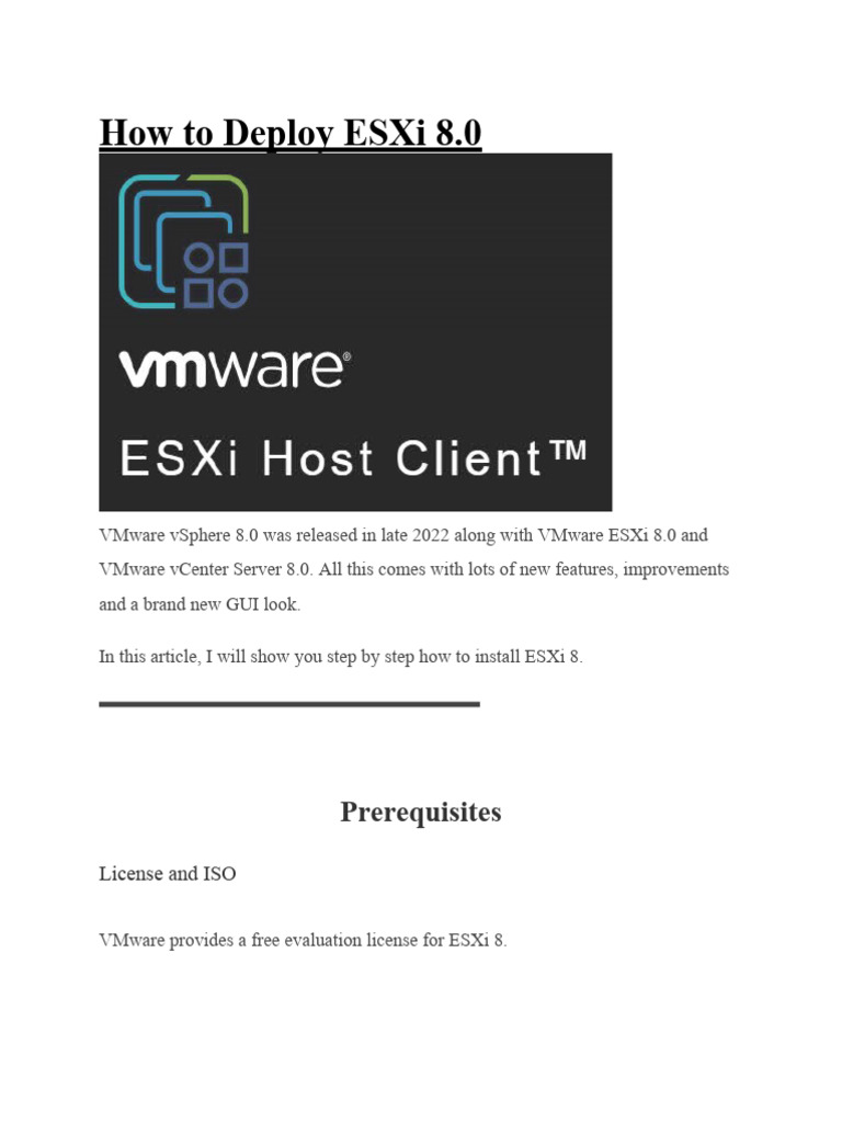 How To Deploy ESXi8 | PDF | Domain Name System | Ip Address