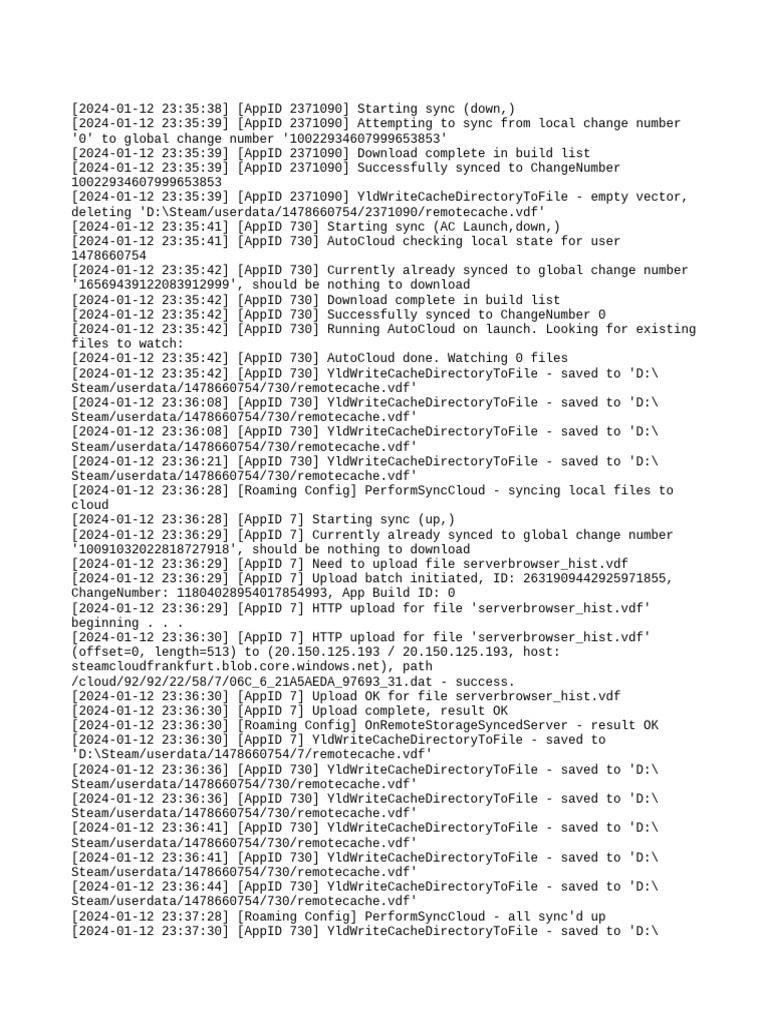 Steam Cloud Sync Log Analysis | PDF | Internet | Distributed Computing ...