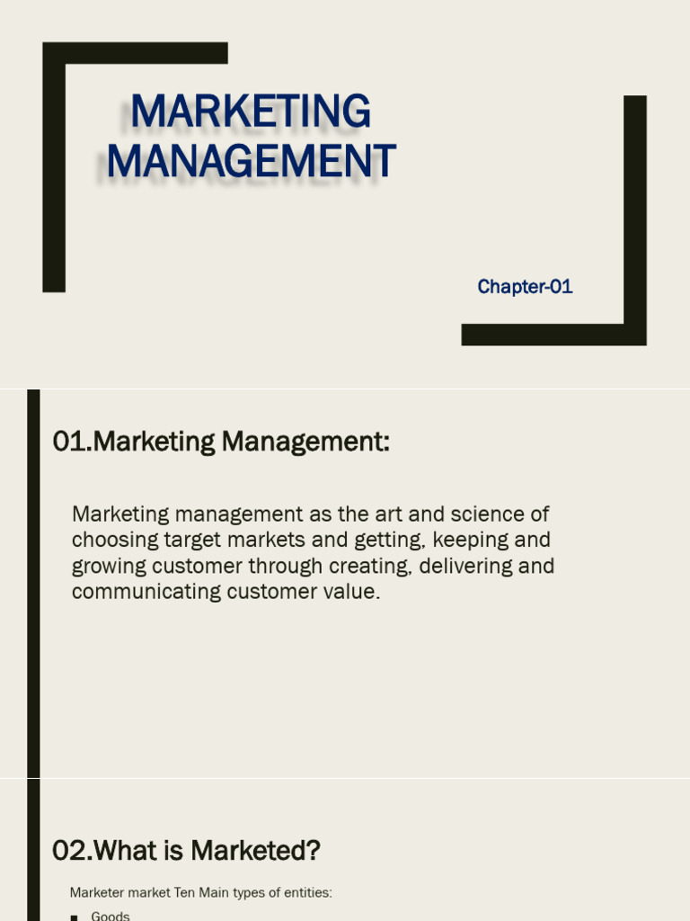 Ch-01 MKT MGT | PDF | Marketing | Market (Economics)