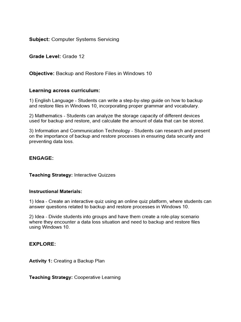 Lesson Plan-3 | PDF | Backup | Computer File