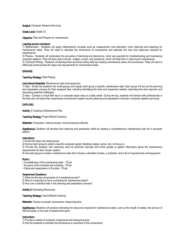 Lesson Plan-4 | PDF | Troubleshooting | System
