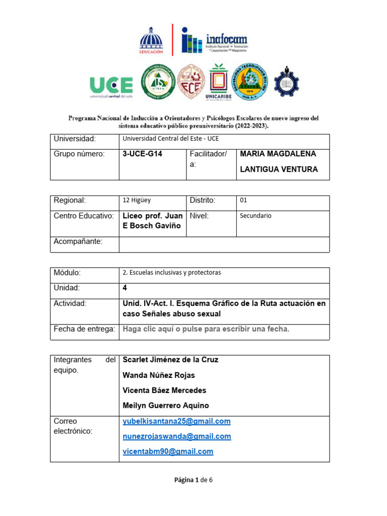 Plantilla M2 - U4 - A1 - Apellido1.Apellido2 Final U4 (2) ESTE ES | PDF | Abuso sexual | Sicología