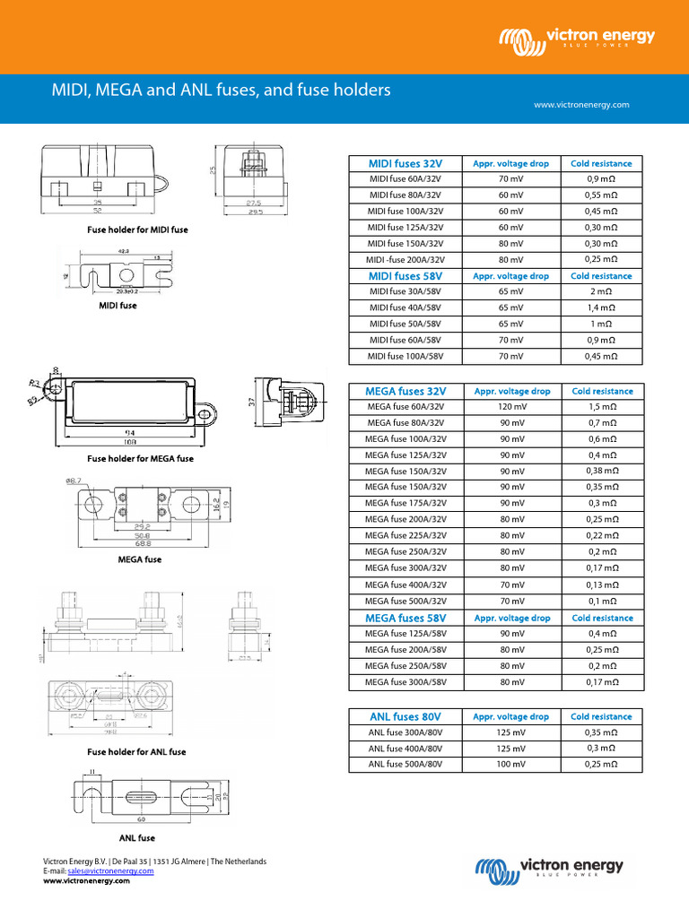 Datasheet Midi, Mega and ANL Fuses, and Fuse Holders EN | PDF | Electrical Engineering | Electricity