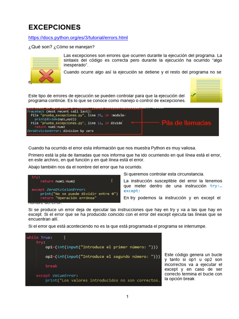 Excepciones | PDF | Programación de computadoras | Informática