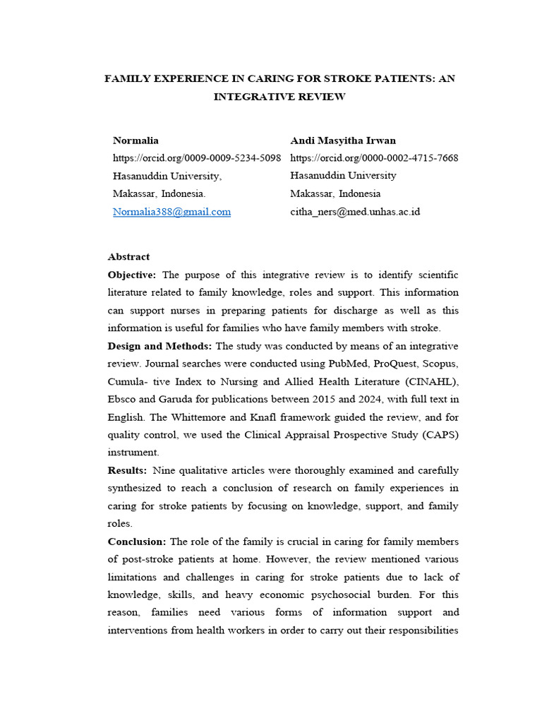 Manuskrip Normalia Bhs Inggris Fix | PDF | Caregiver | Stroke