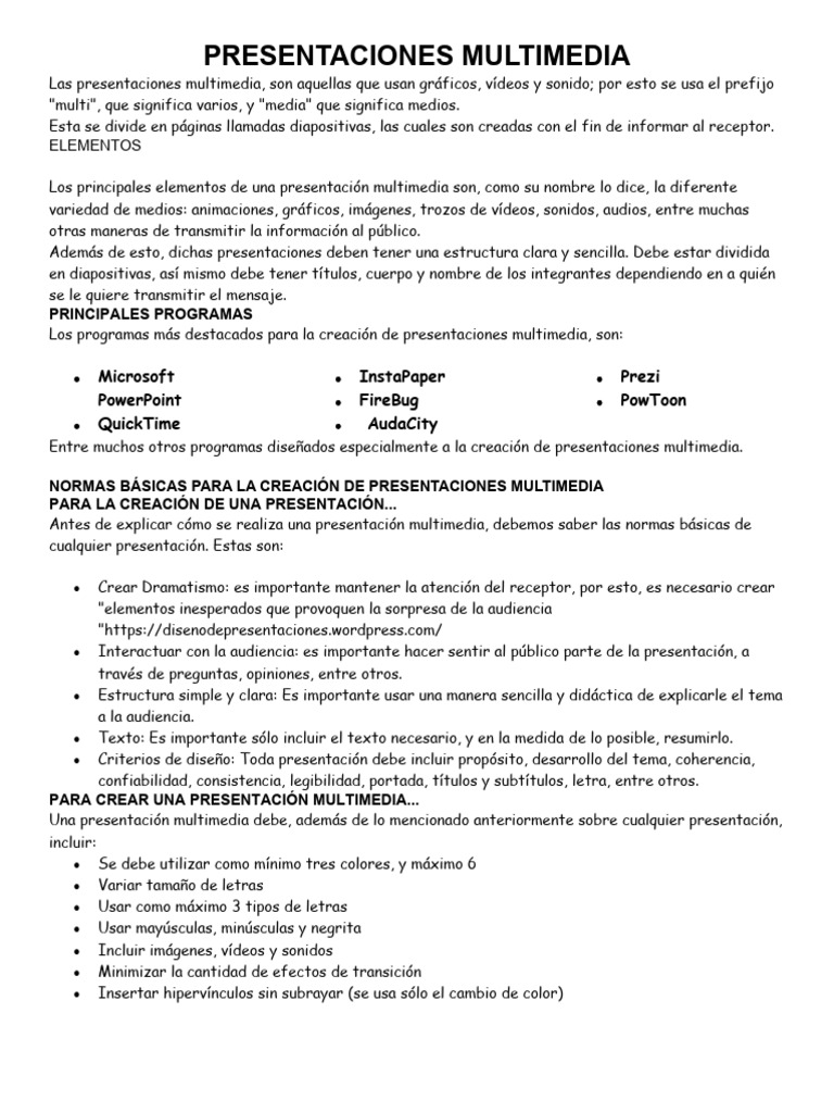 Guía para Presentaciones Multimedia Efectivas | PDF | Multimedia ...