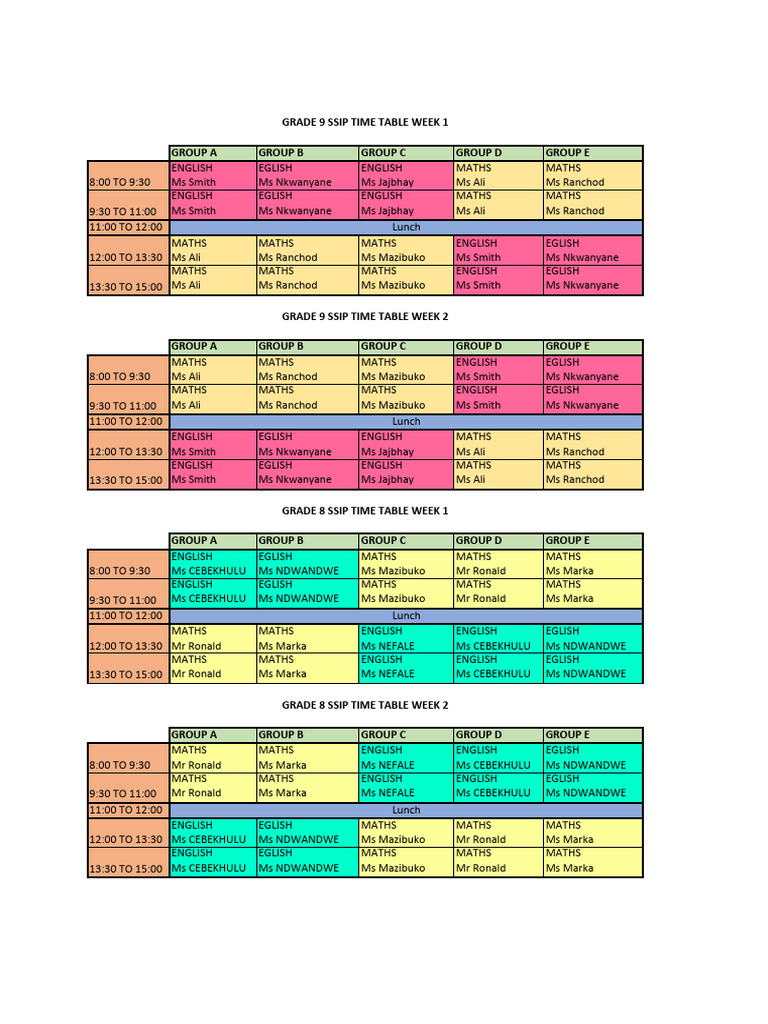 Time Table1 | PDF