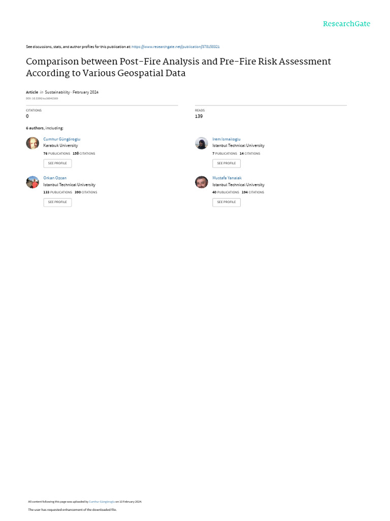 Comparison Between Post-Fire Analysis and Pre-Fire Risk Assessment ...
