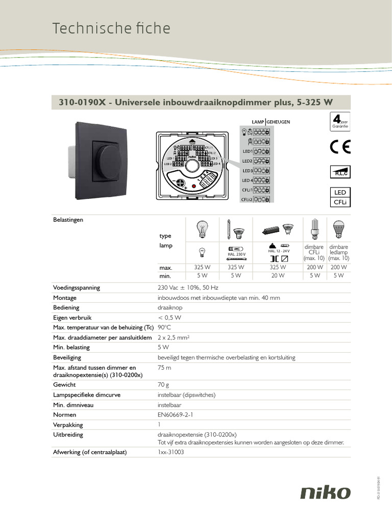 Technische Fiches Dimmers 03 | PDF