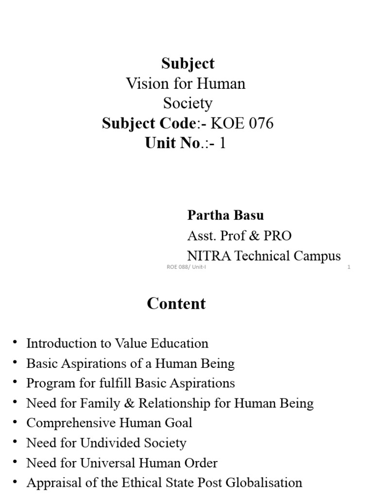 Vision for Universal Human Order | PDF | Human Behavior | Family