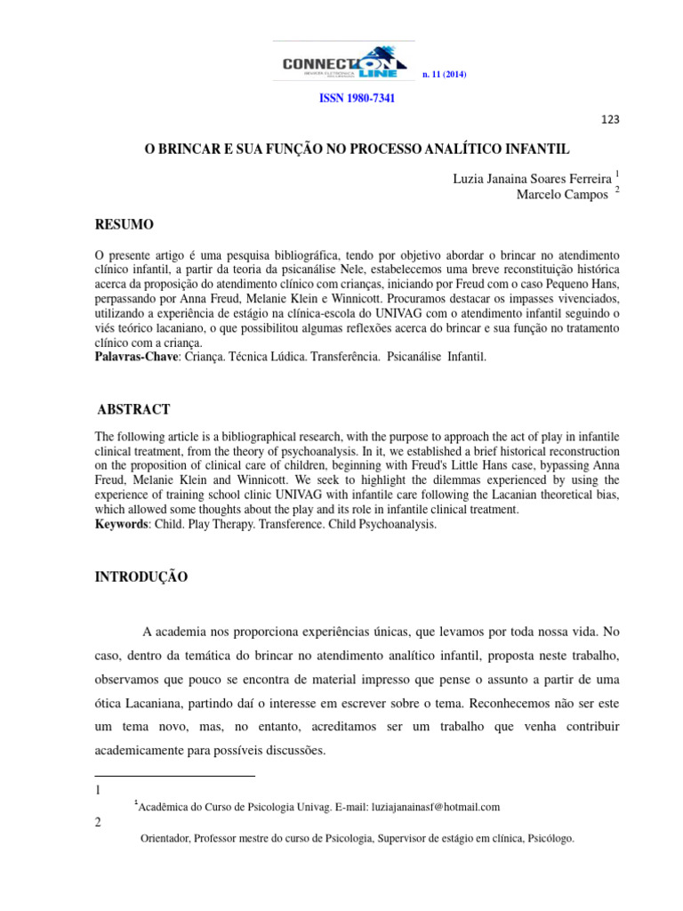 O Brincar e Sua Função No Processo Analítico Infantil | PDF ...