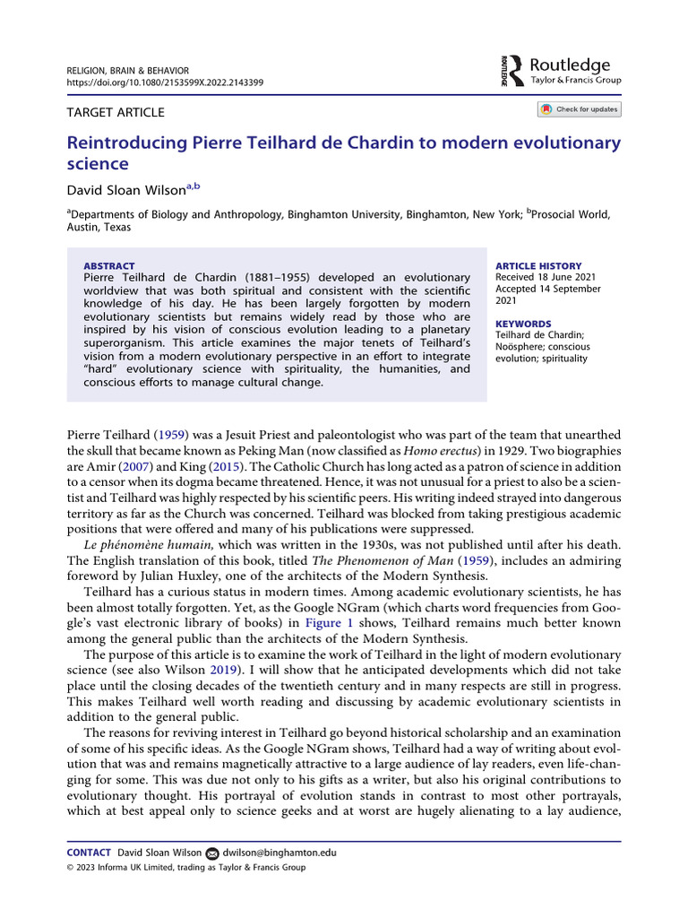 Reintroducing Pierre Teilhard de Chardin | Download Free PDF | Natural ...