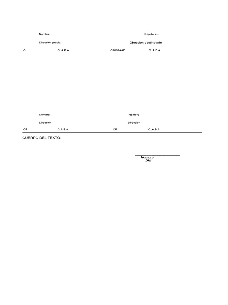 Modelo Carta Documento para Imprimir - Carta Documento | PDF