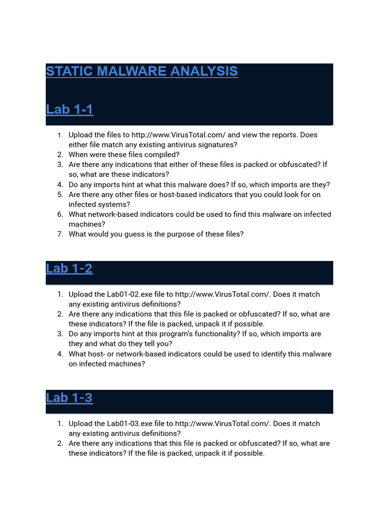 Static Malware Analysis | Pdf