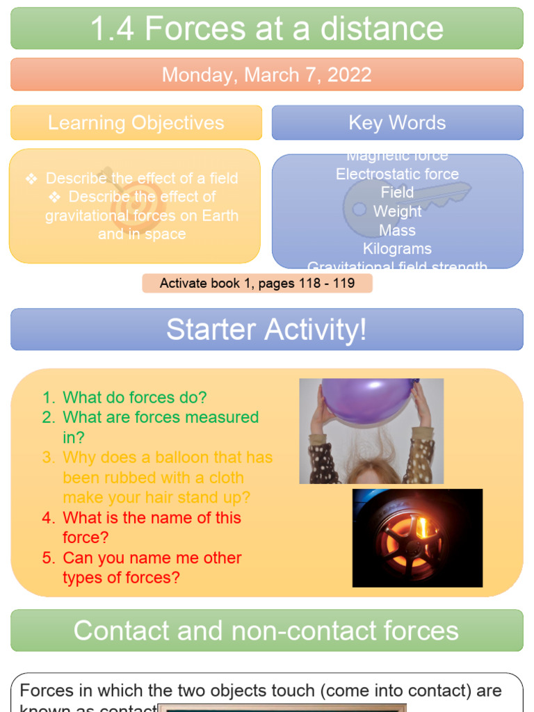 4. Forces at a distance | PDF | Weight | Force