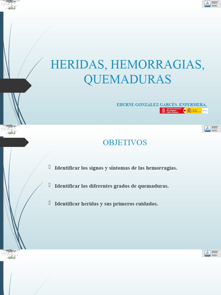 5.2 Edu Heridas Hemorragias Quemaduras | PDF | Herida | Primeros auxilios