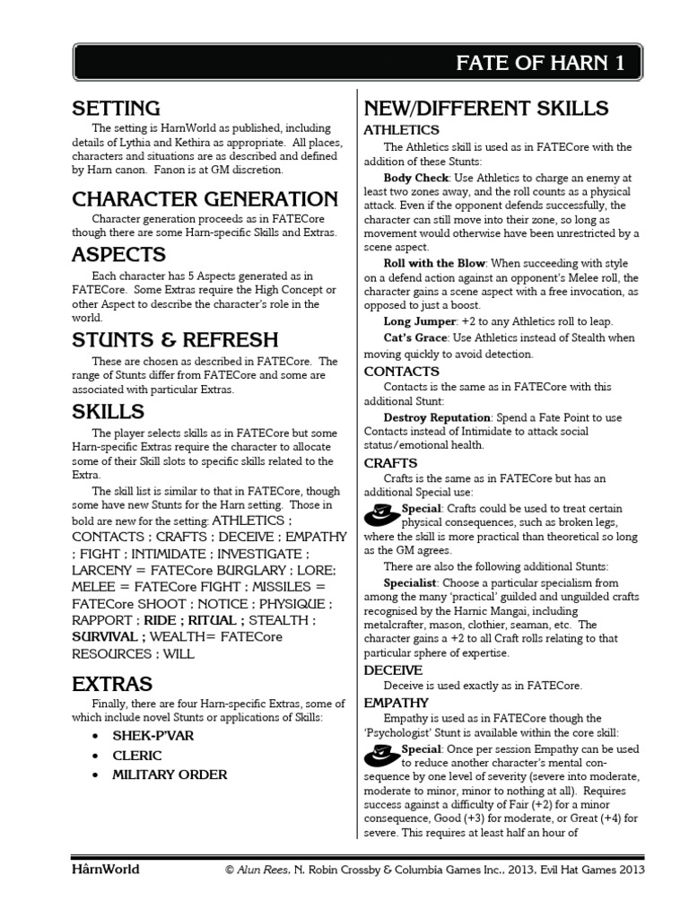 HârnWorld FATE System Overview | PDF | Magician (Fantasy) | Perception