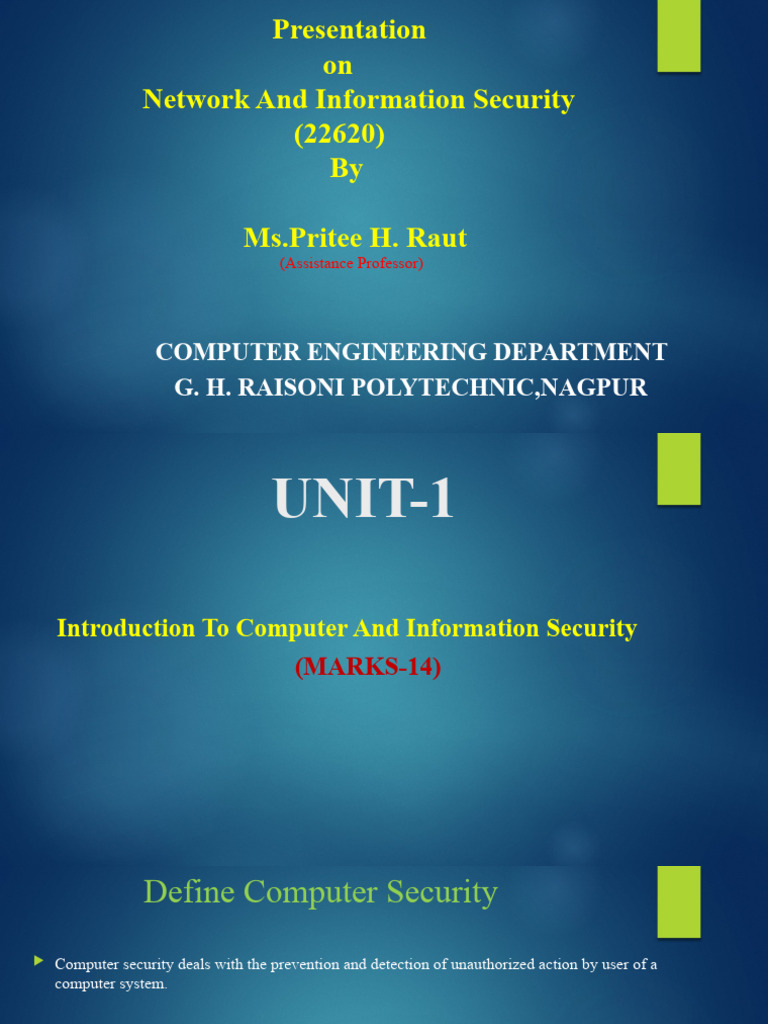 Unit-1 Nis | PDF | Computer Virus | Denial Of Service Attack