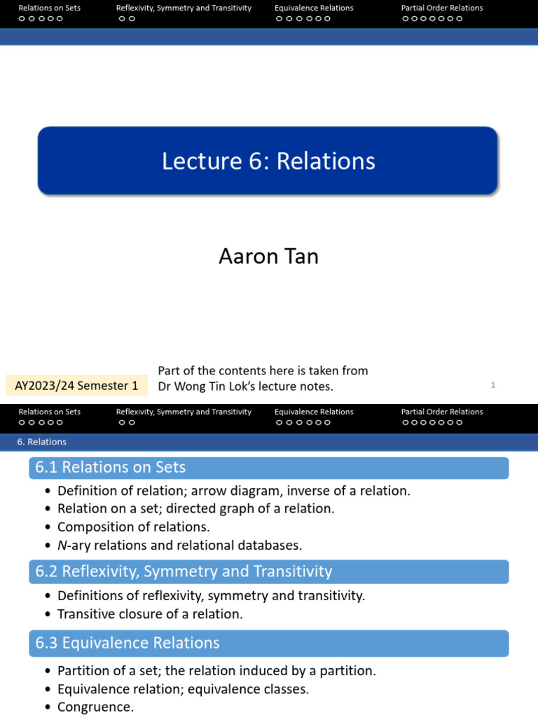 Lecture06 Relations Full | PDF | Mathematical Analysis | Mathematical ...
