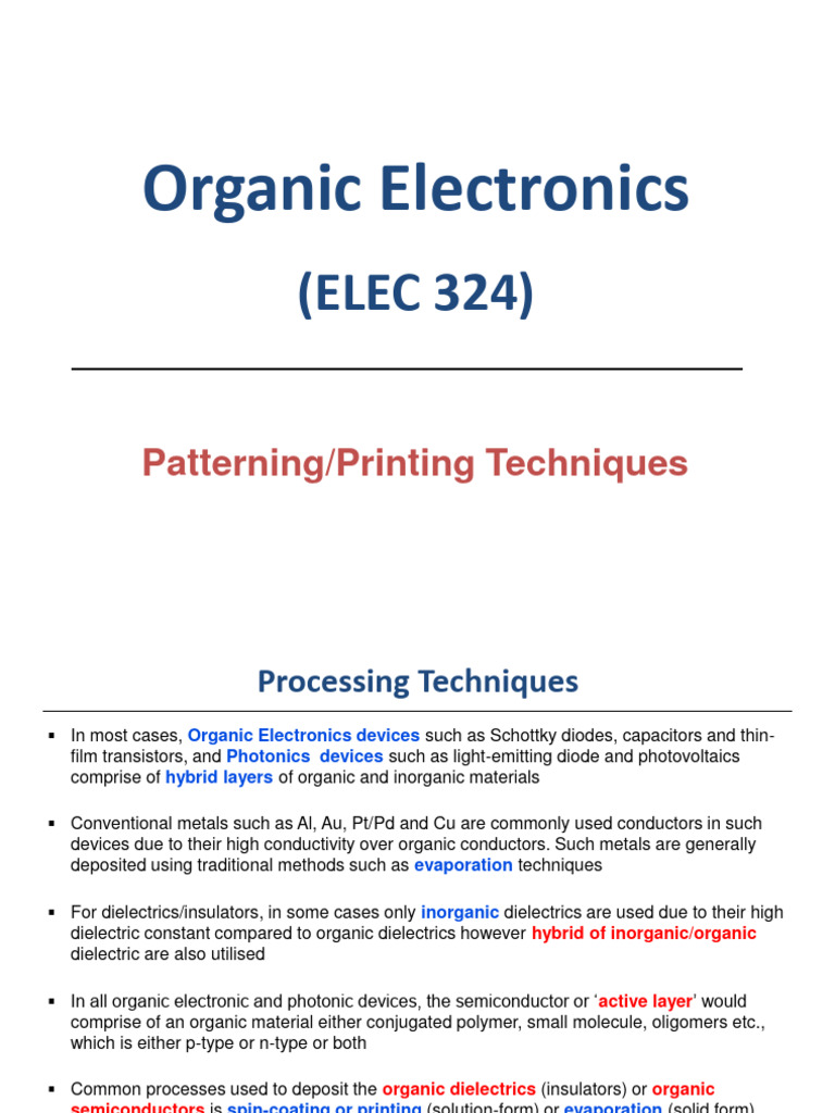 Lecture 5 - Printing Techniques | PDF | Photolithography | Materials