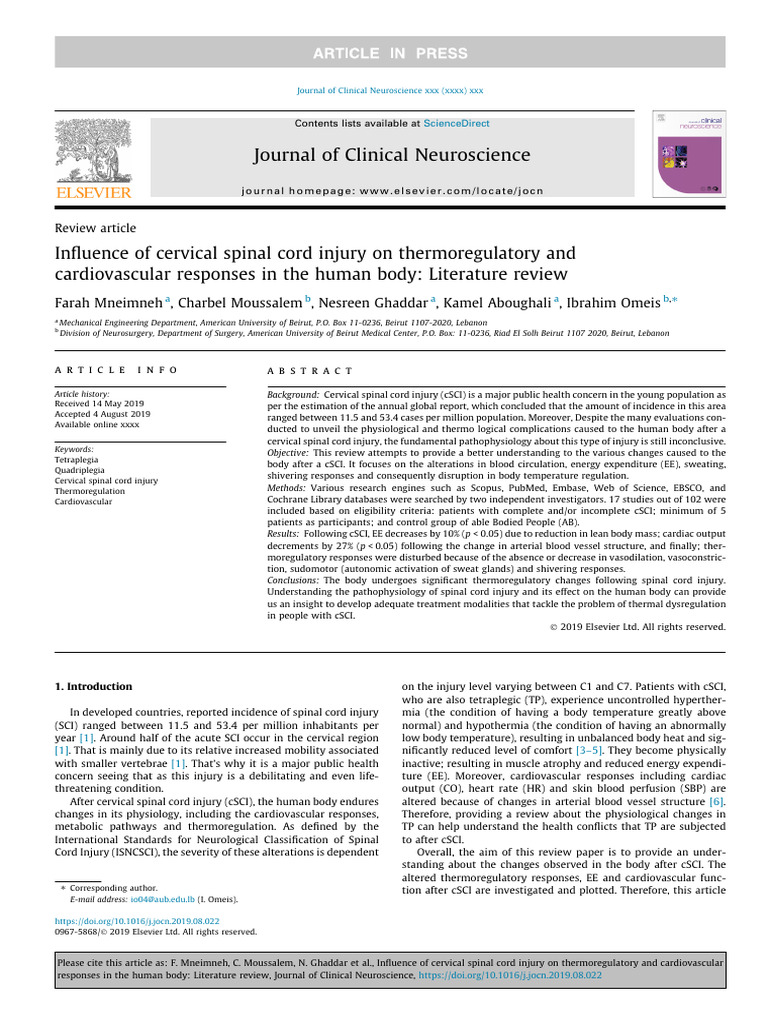 Journal of Clinical Neuroscience: Farah Mneimneh, Charbel Moussalem ...