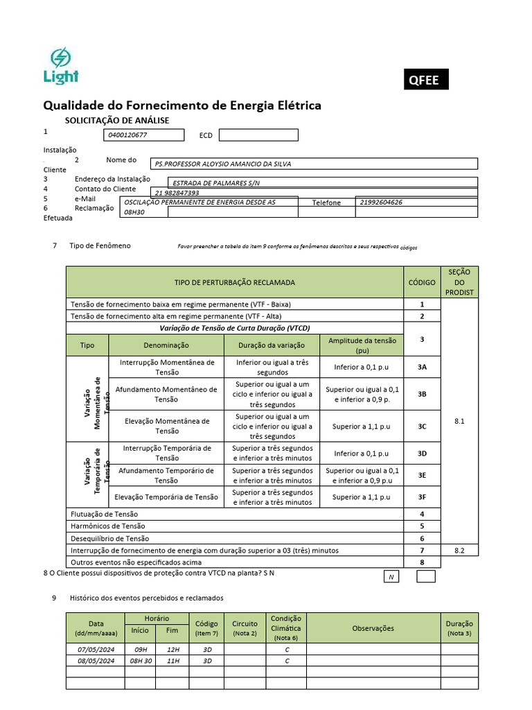 Formulário_QFEE_- | PDF | Distribuição de energia elétrica | Eletricidade