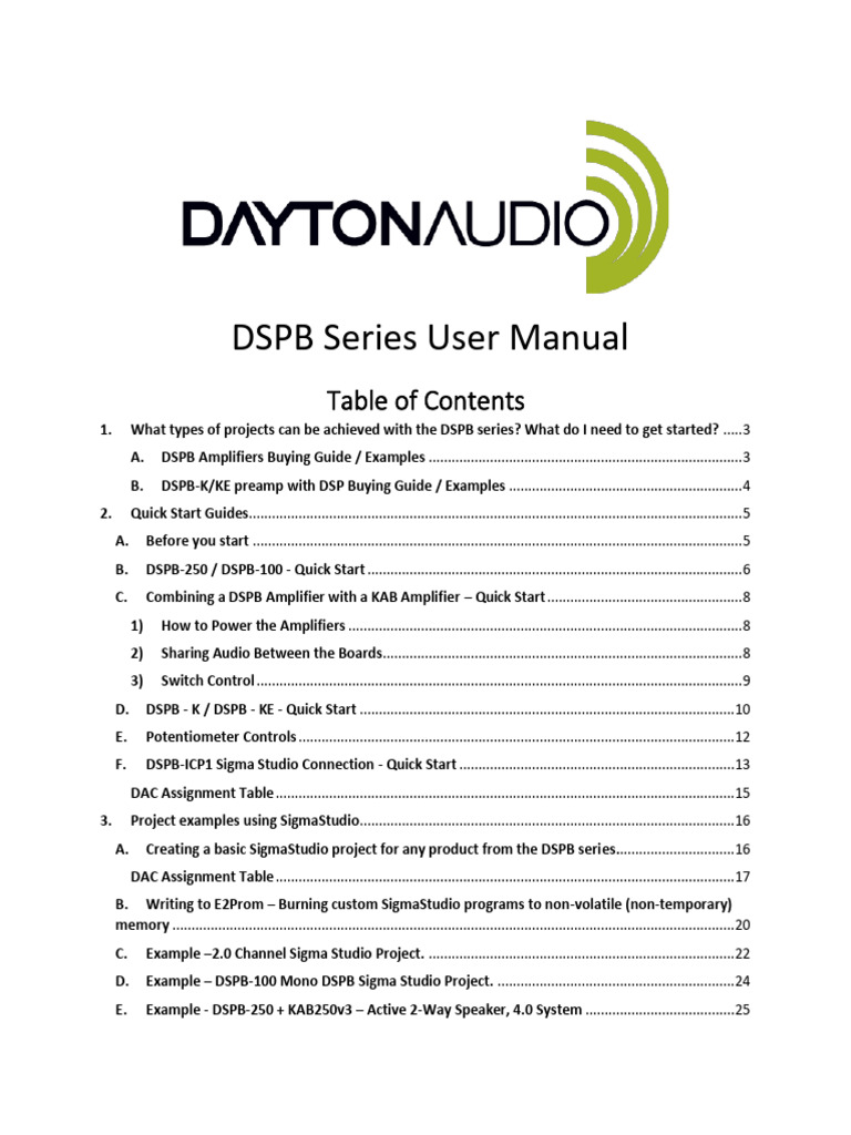 Pedocs - Manuals - Dayton Audio DSPB User Manual v1 - 21 | PDF | Loudspeaker | Equalization (Audio)