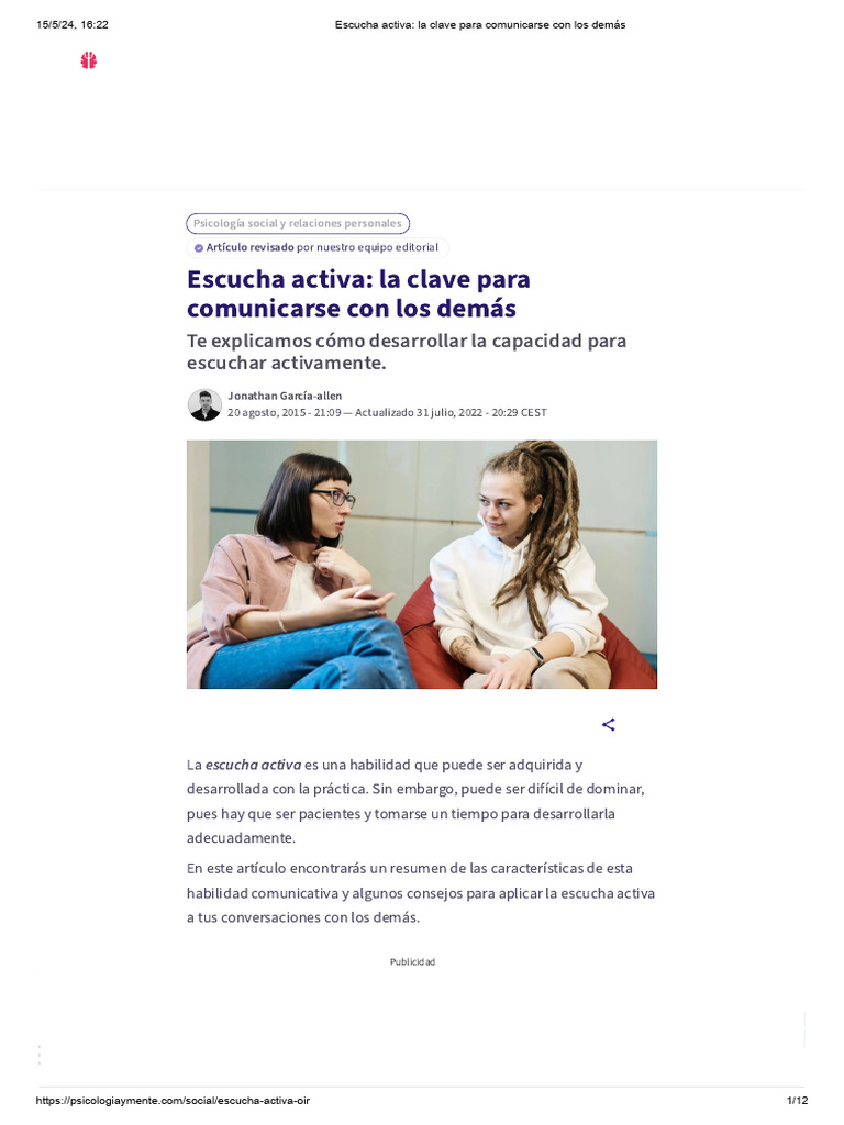 Escucha Activa | PDF | Comunicación no verbal | Comunicación