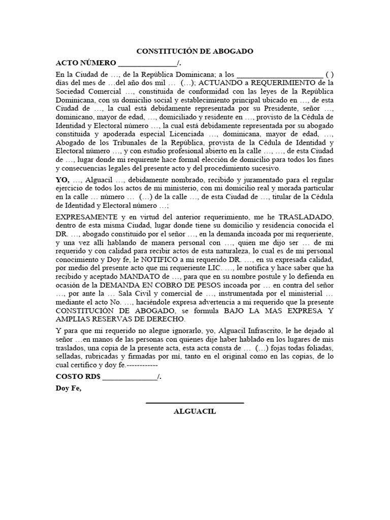 Constitución De Abogado Pdf Documento De Identidad República