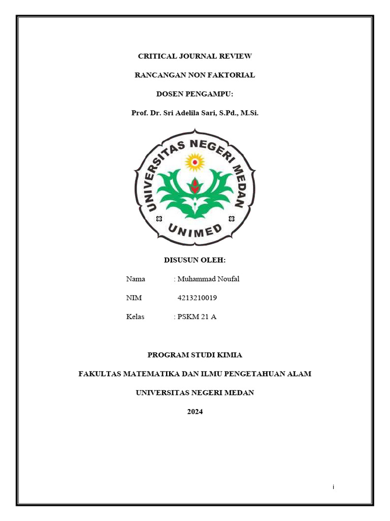 Muhammad Noufal - CJR RANCANGAN NON FAKTORIAL - PSKM 21A | PDF | Komputer
