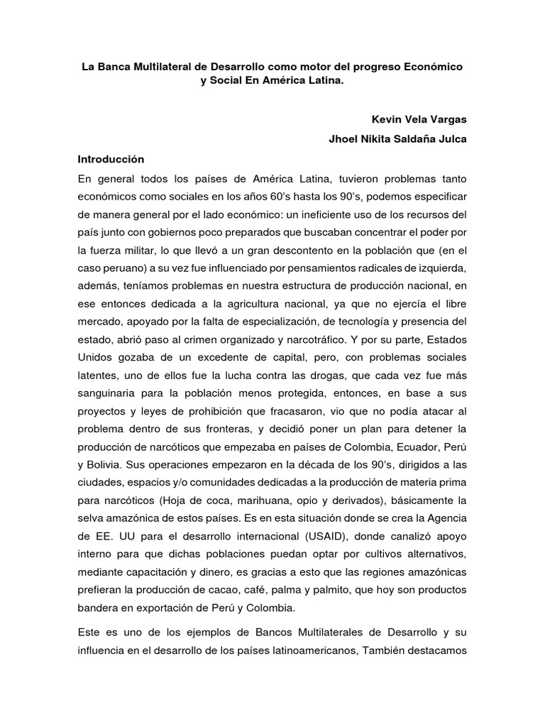Avanse S2 | PDF | Banco Internacional de Reconstrucción y Desarrollo | America latina