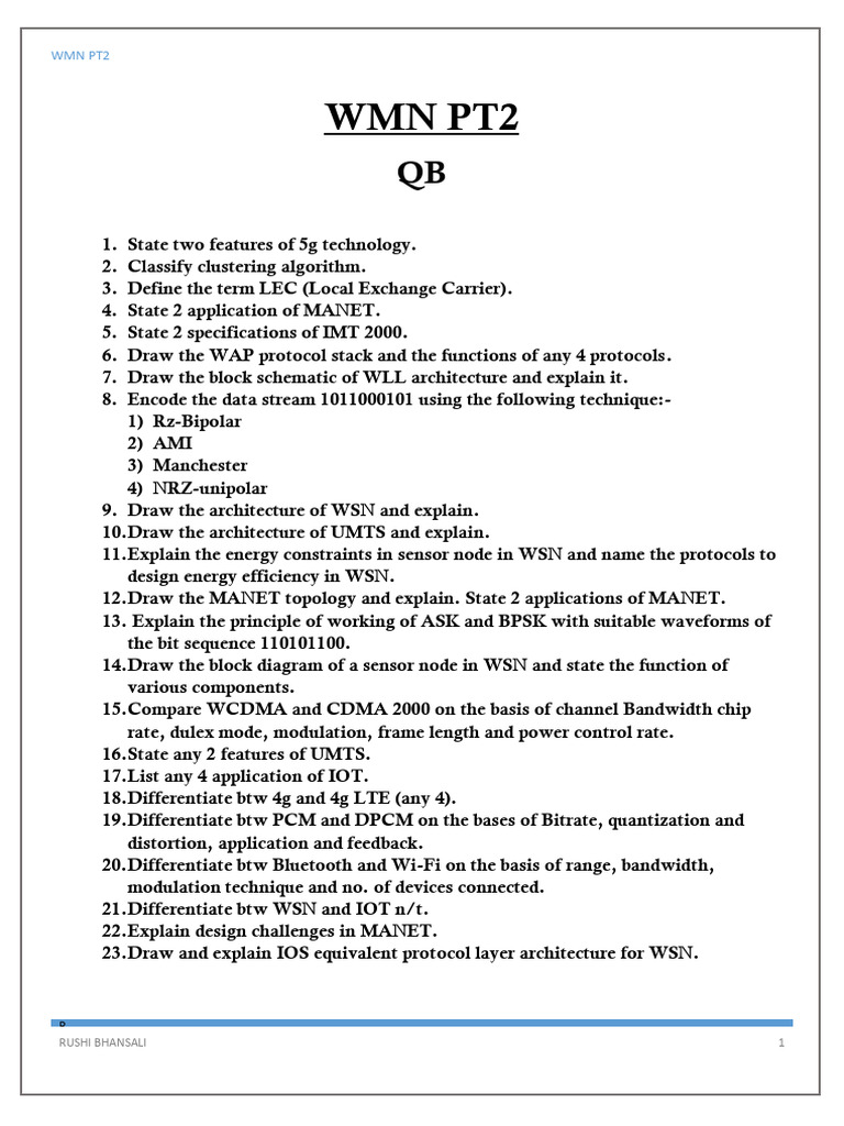 WMN PT2 | PDF | Wireless Ad Hoc Network | Wireless Sensor Network