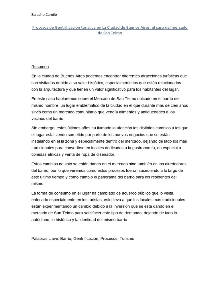 Zaracho Camilo Parcial 1 | PDF | Turismo | Buenos Aires