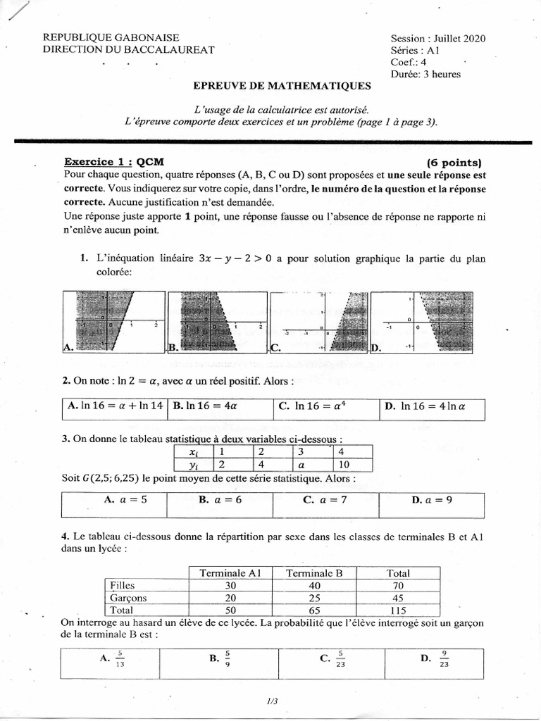 Bac A1 2020 Pdf