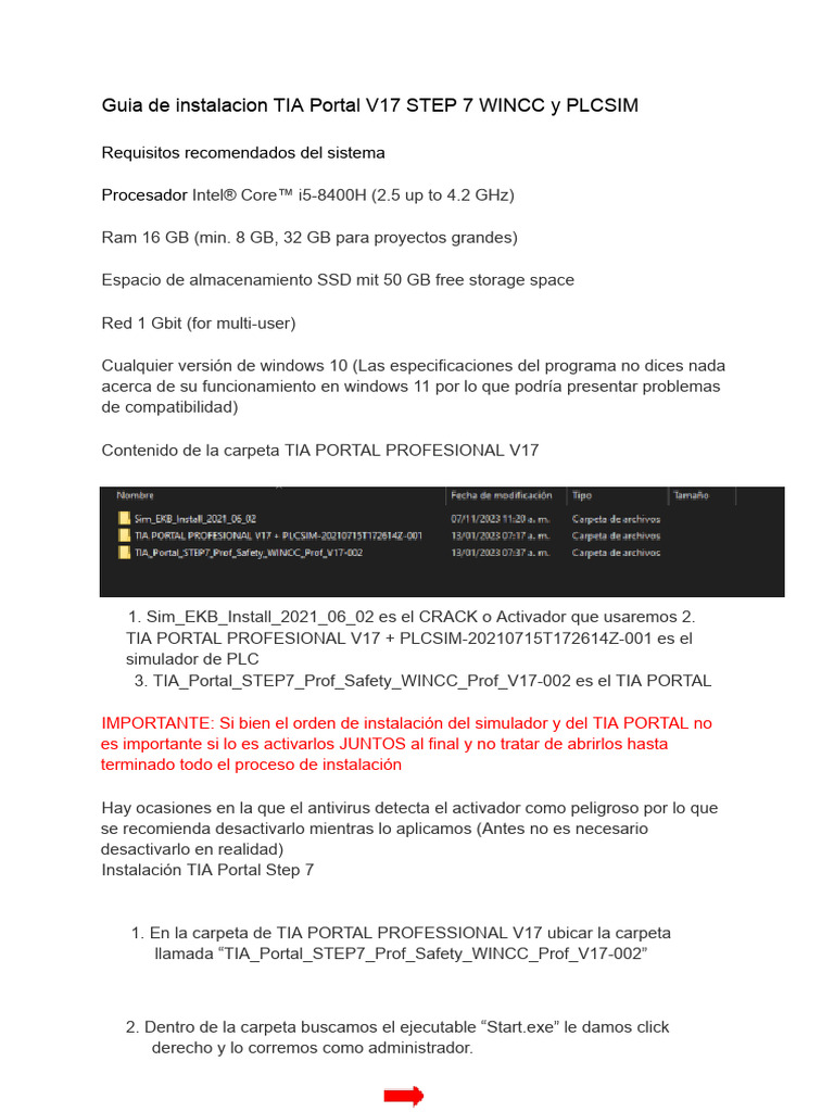 Guia de instalacion TIA Portal V17 STEP 7 WINCC y PLCSIM | PDF | Arquitectura de Computadores ...