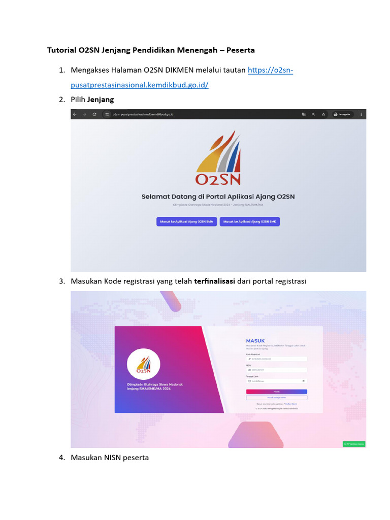 Tutorial O2SN Jenjang Pendidikan Menengah - Peserta - V2 | PDF | Karier ...