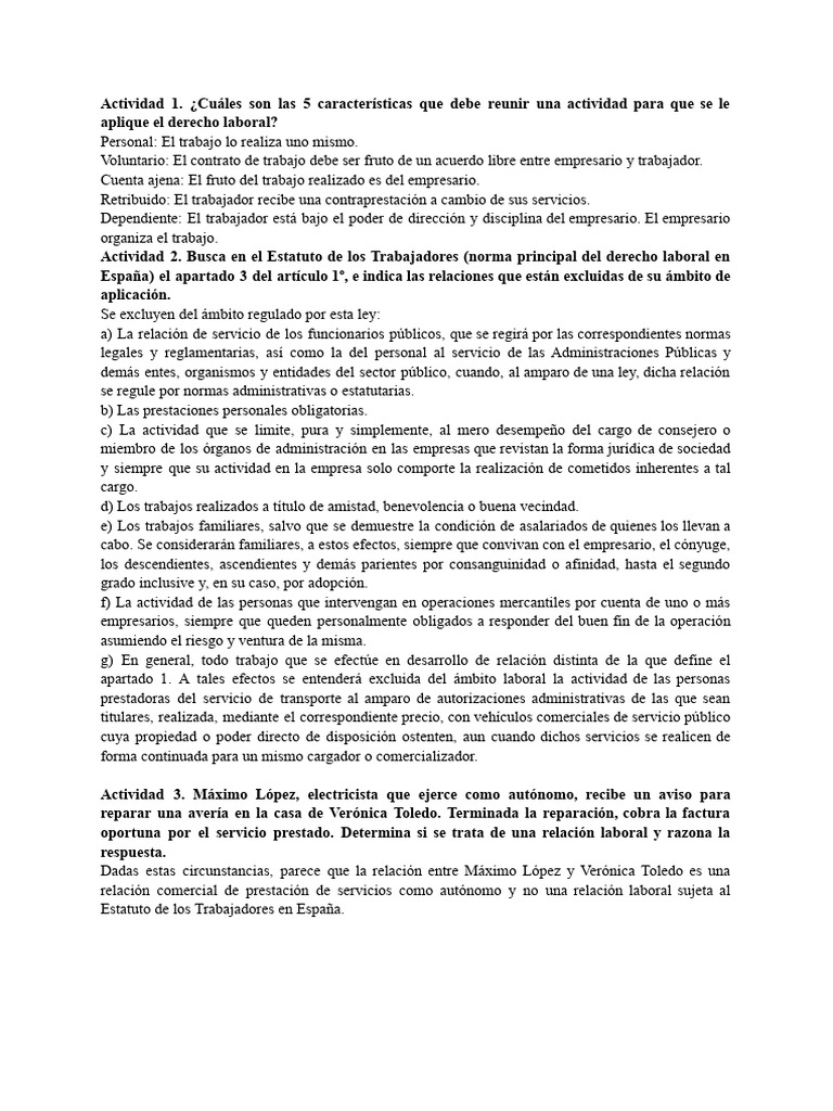 Actividad 1 Fol Tema 7 | PDF | Derecho laboral | Salario