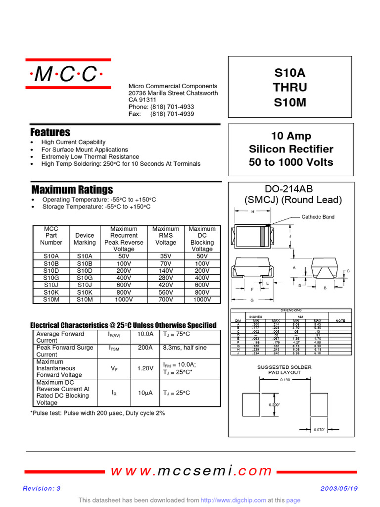 S10A-S10M_HSMC_ | PDF | Rectifier | Electrical Engineering
