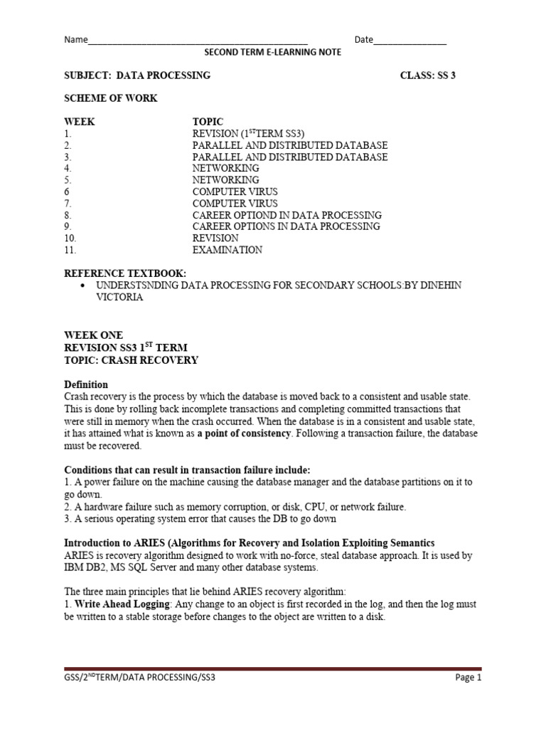 2nd Term s3 Data Processing | PDF | Computer Network | Databases