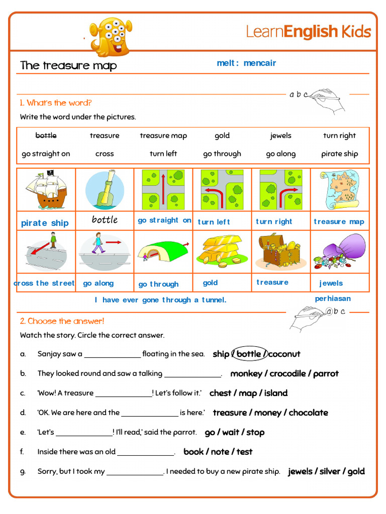 Short Stories The Treasure Map Worksheet | PDF
