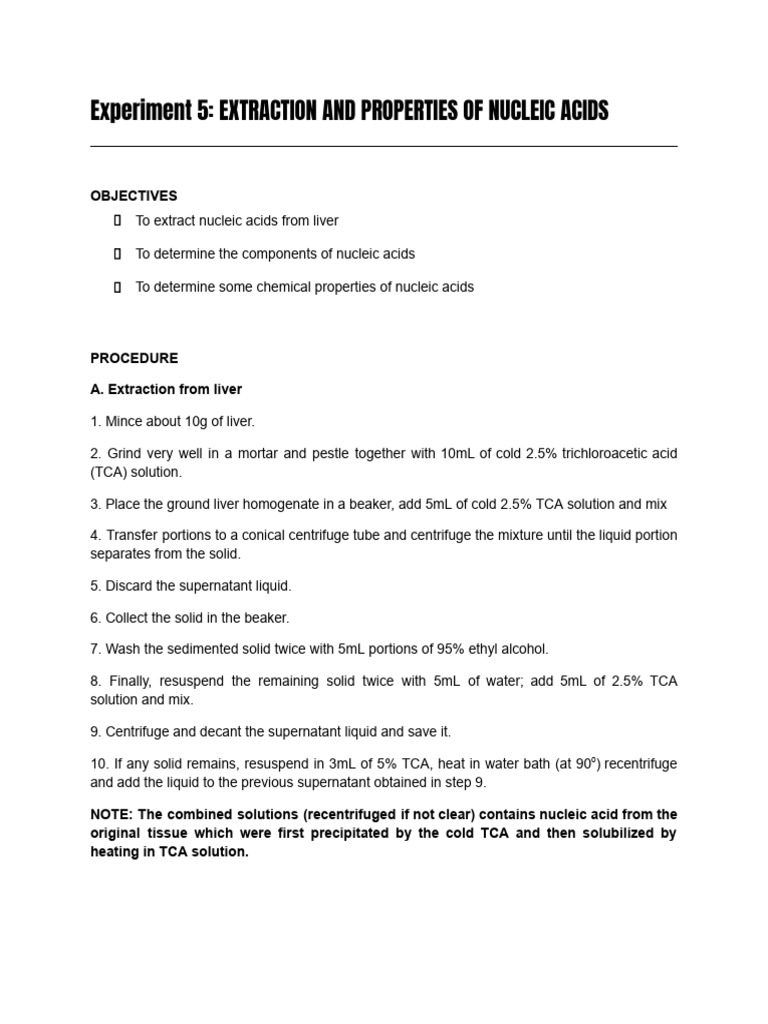 Experiment_5_Nucleic Acid | PDF | Alkene | Dna