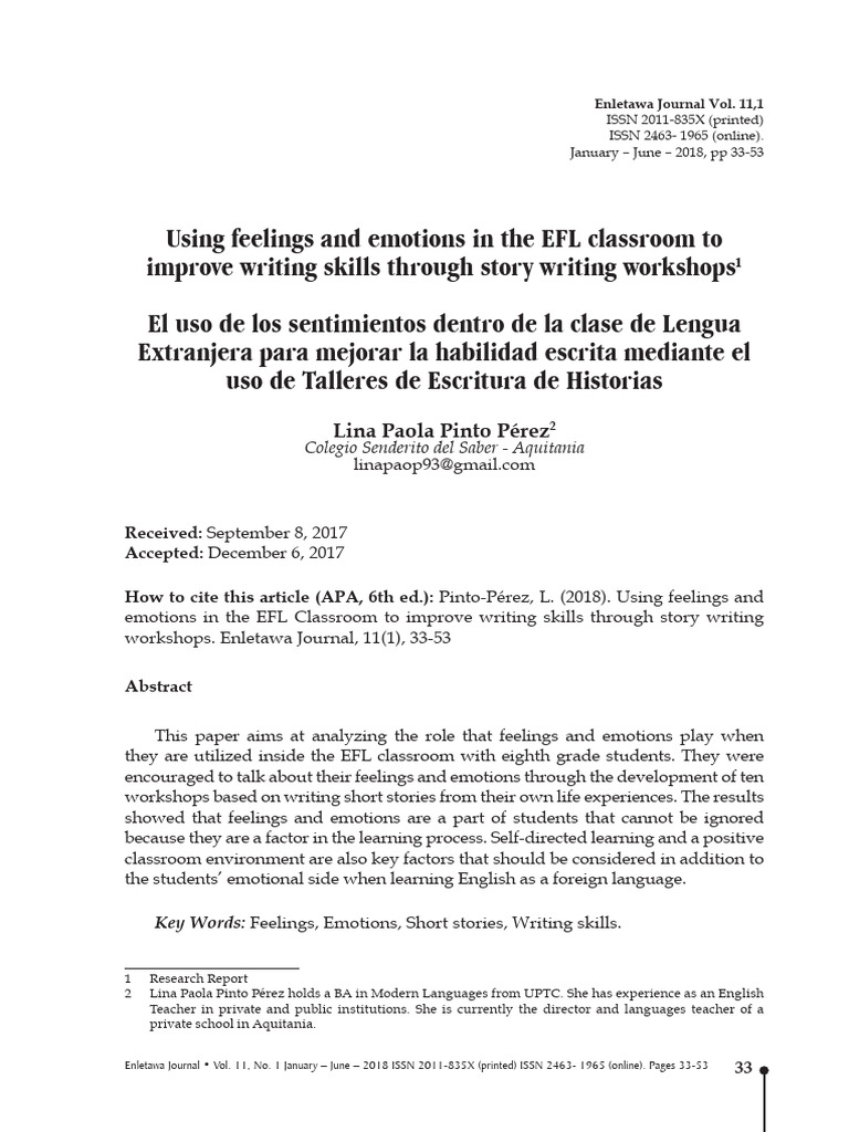 Emotions in EFL: Enhancing Writing Skills | PDF | Feeling | Emotions