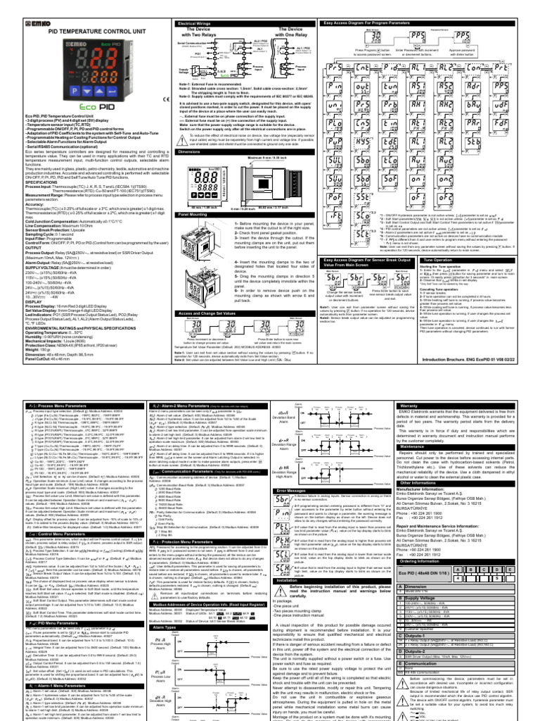 PID Temperature Control Unit ENG - EcoPID | PDF | Electrical Components | Computer Engineering