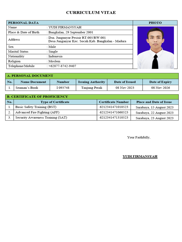 Curriculum Vitae Yudi Firmansyah | PDF