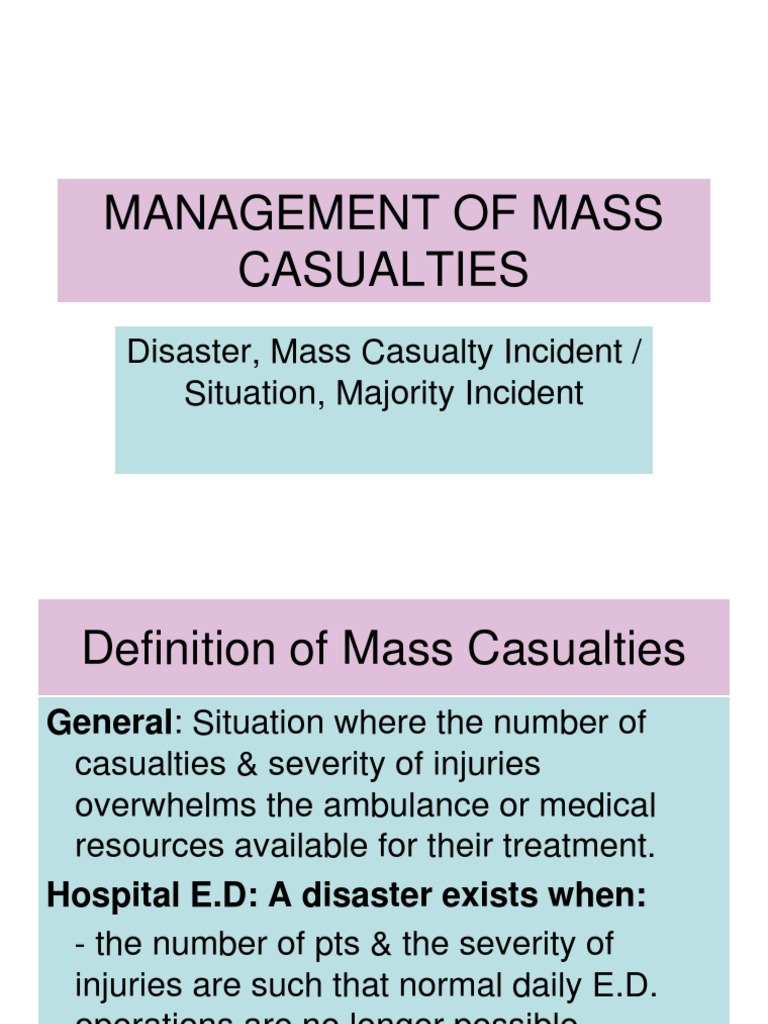 Management of Mass Casualties | Emergency Department | Emergency Services