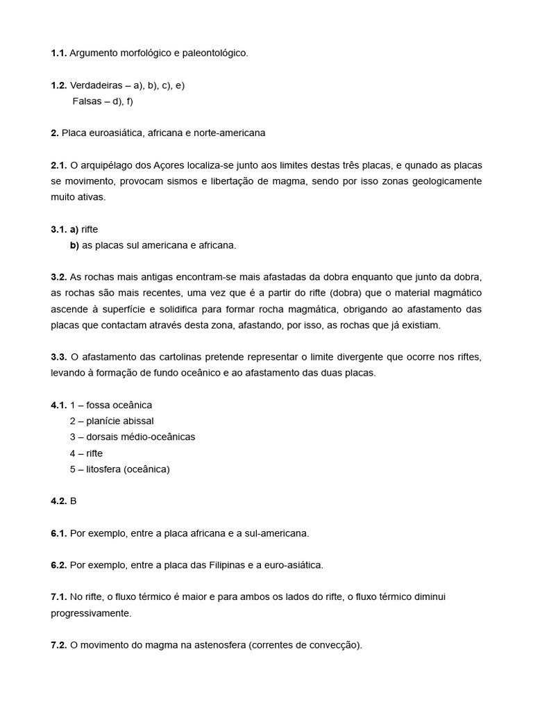 Correção Da Ficha De Trabalho Pdf