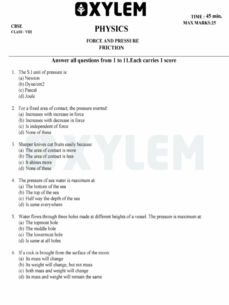8 CBSE Physics Questions | PDF