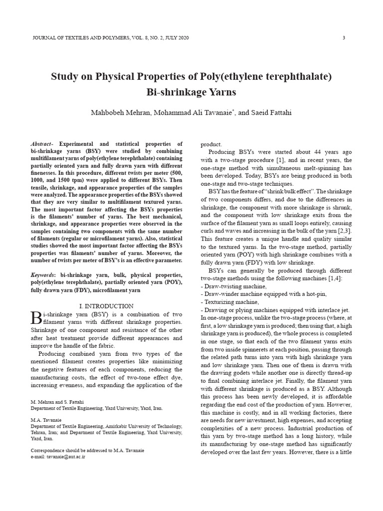 JTP - Volume 8 - Issue 2 - Pages 1-14 | PDF | Yarn | Textiles